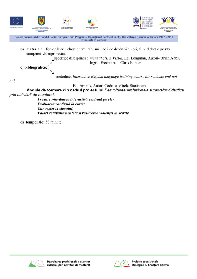 Proiect de lectie lb engleza | DOC