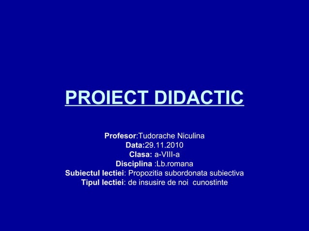 Proiect didactic | PPT