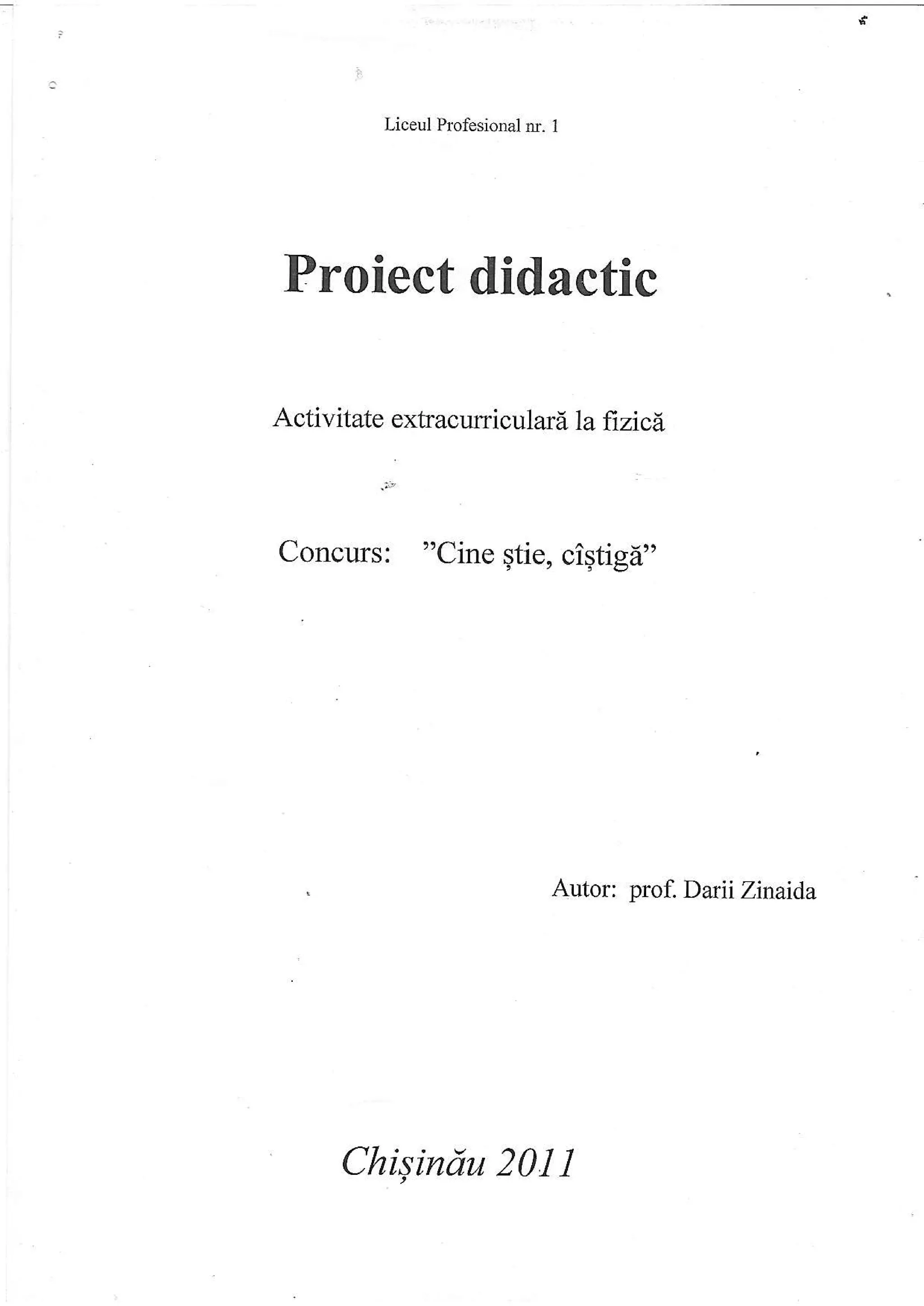 Proiect didactic - Activitatea extracuriculara la fizica | PDF