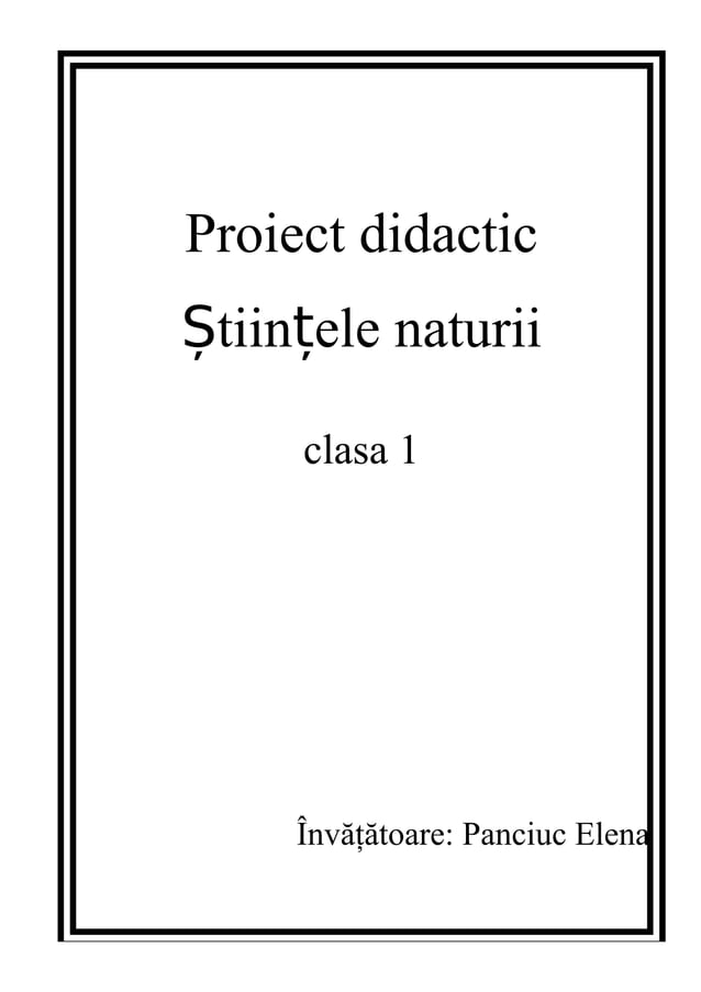 Proiect didactic | DOC