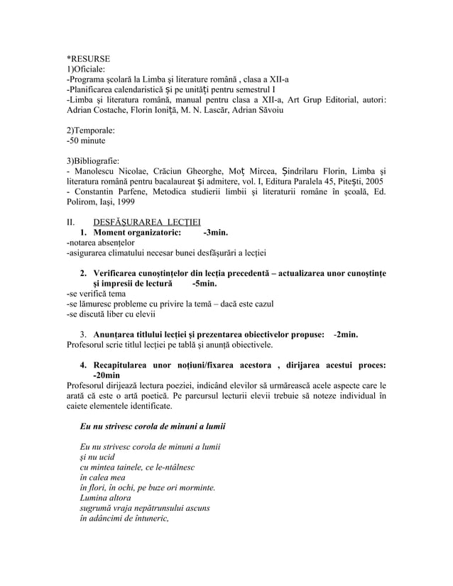 Proiect didactic | PDF