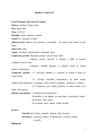 Mijloace de construcție a personajului | DOCX