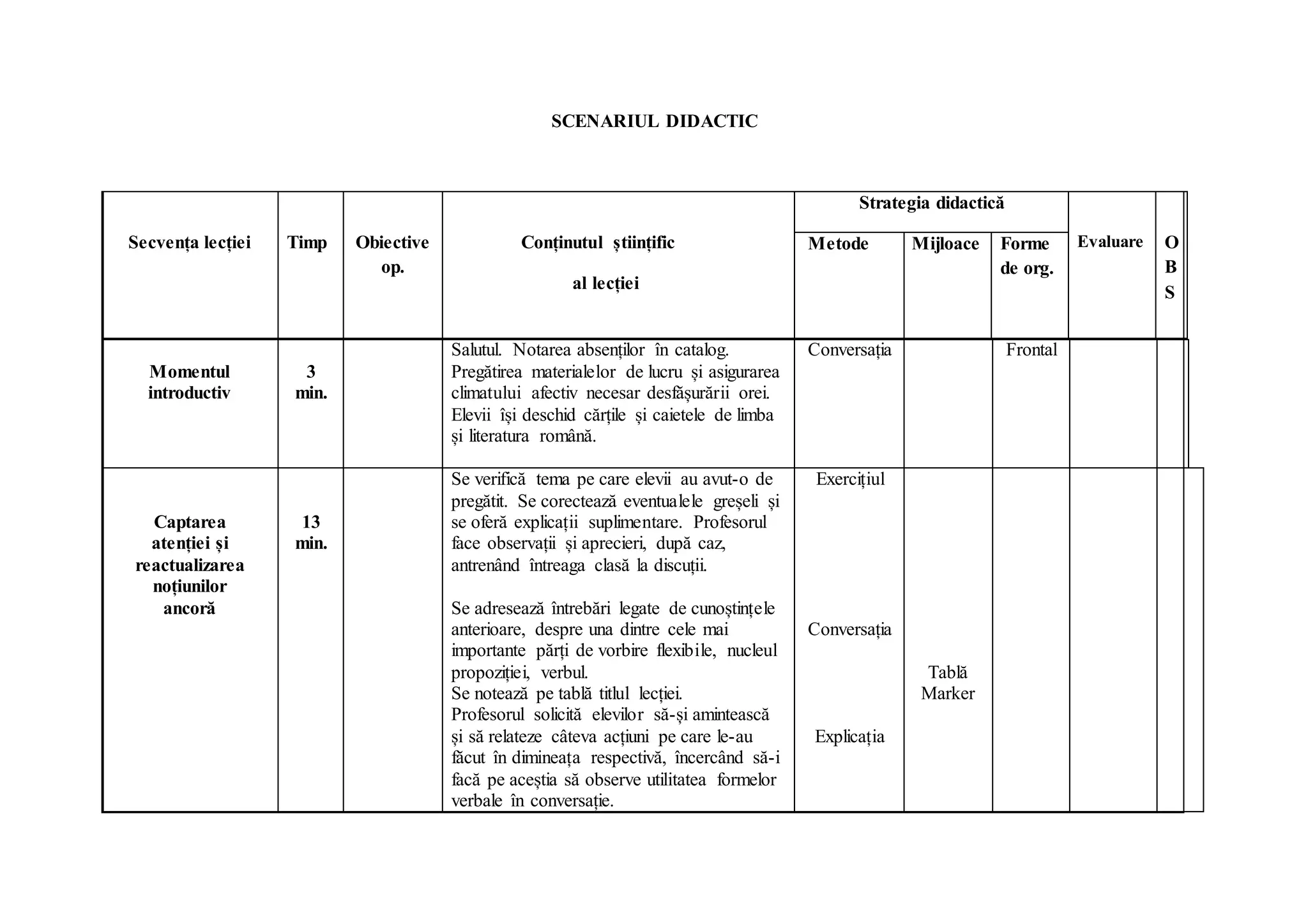Proiect didactic verbul - cls. a VI-a | DOCX