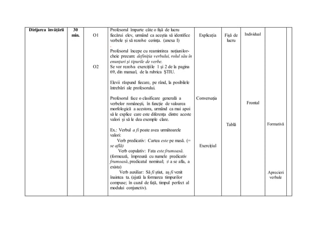 Proiect didactic verbul - cls. a VI-a | DOCX