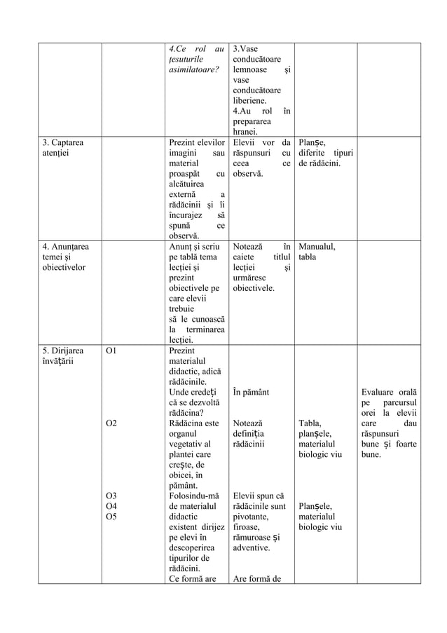 Proiect didactic clasa a 5a radacina sovea lavinia | DOC