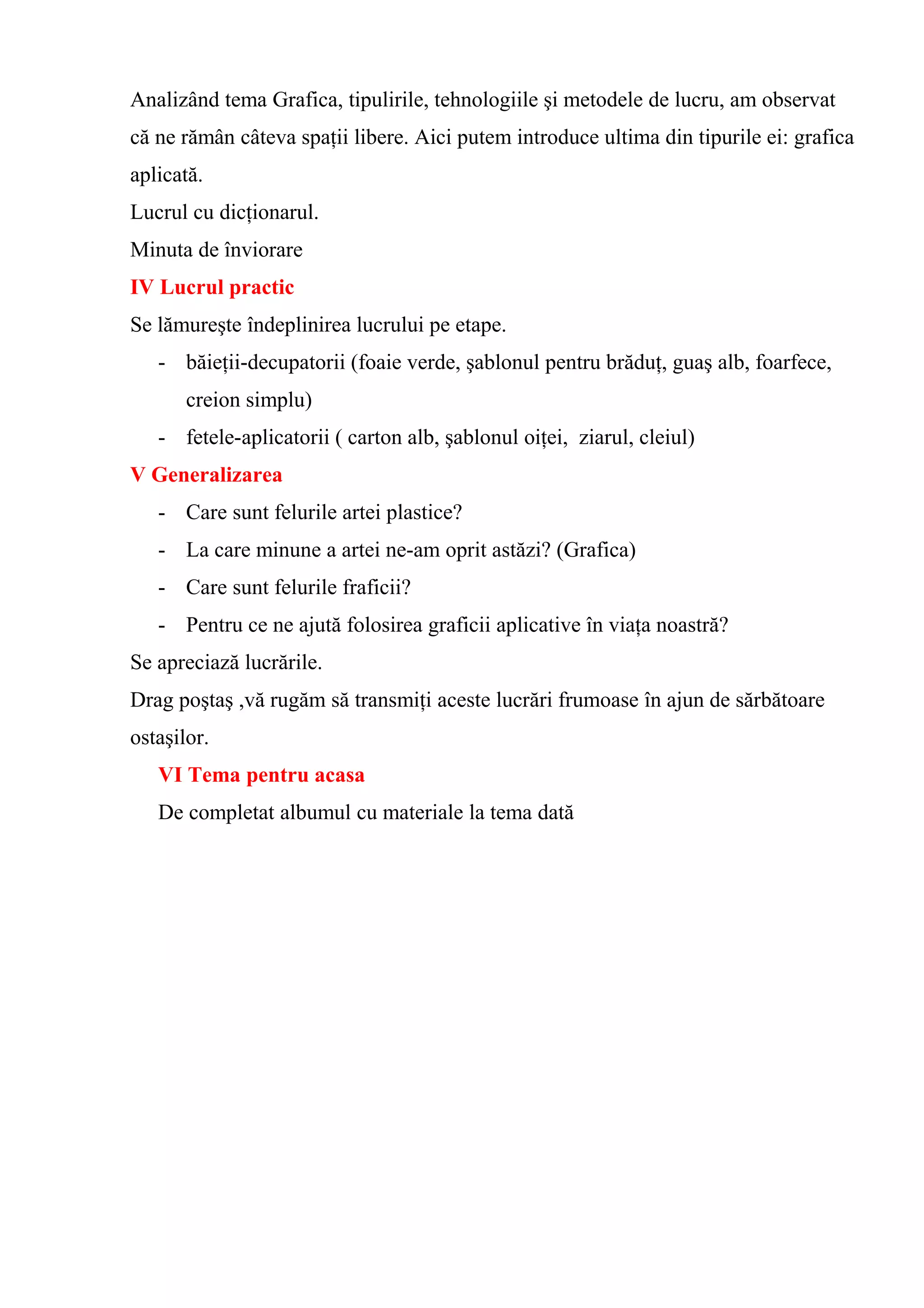 Proiect didactic grafica | DOC