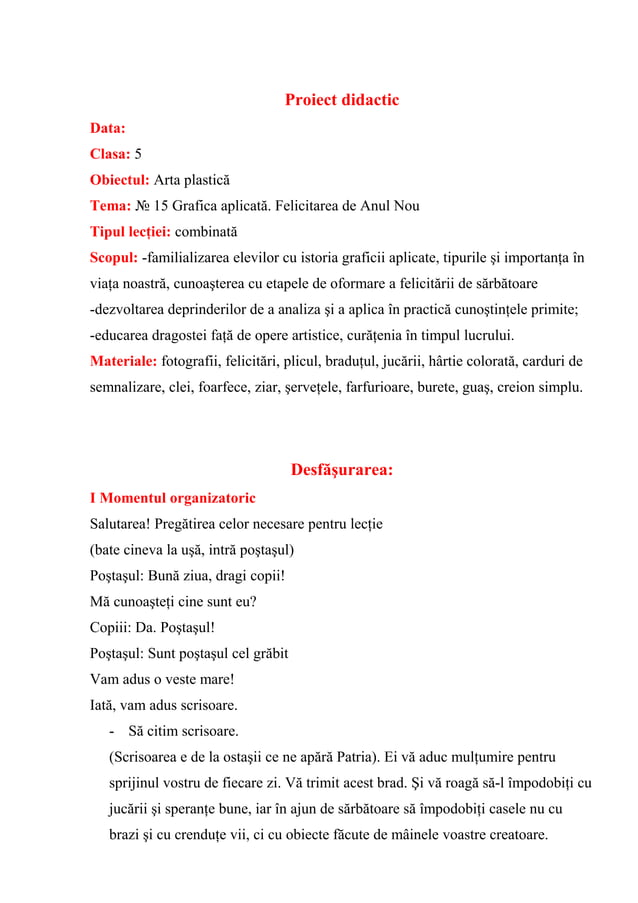 Proiect didactic grafica | PDF