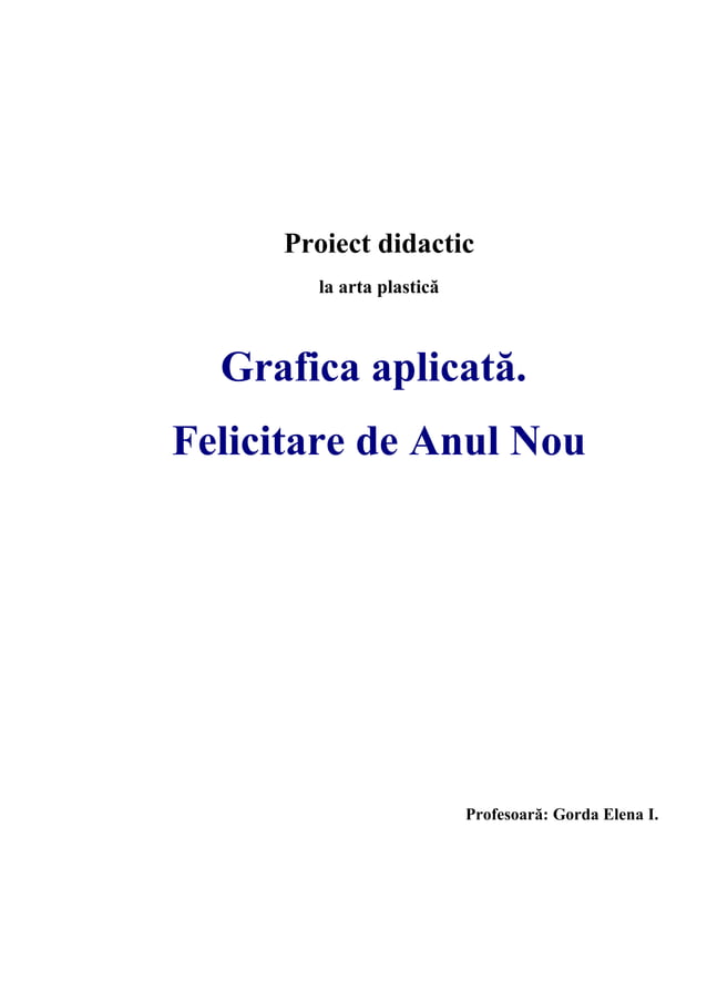 Proiect didactic grafica | PDF