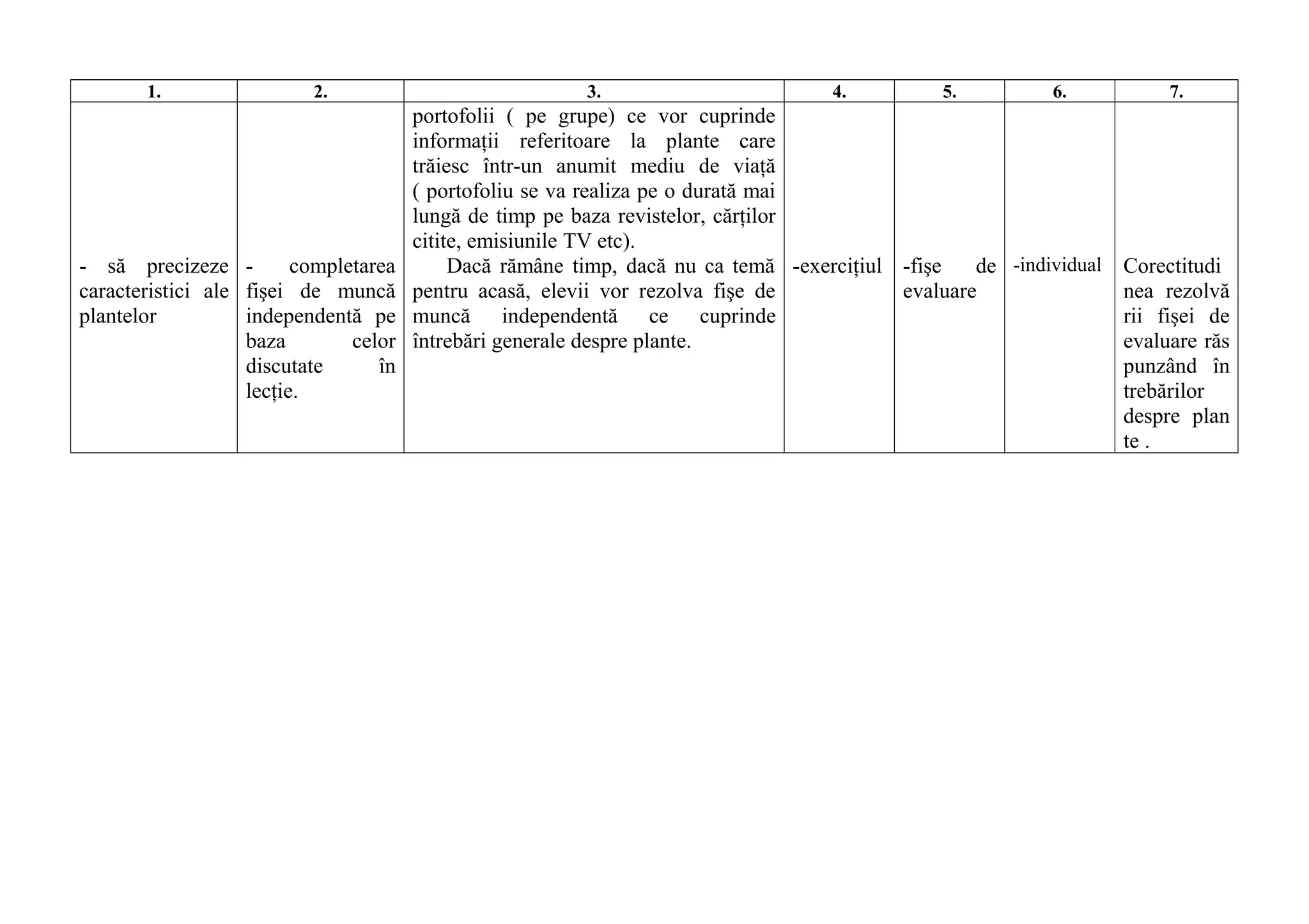 Proiect didactic plantele | DOC