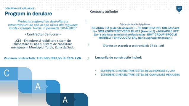 Proiecte Compania de Apă Arieş | PPTX