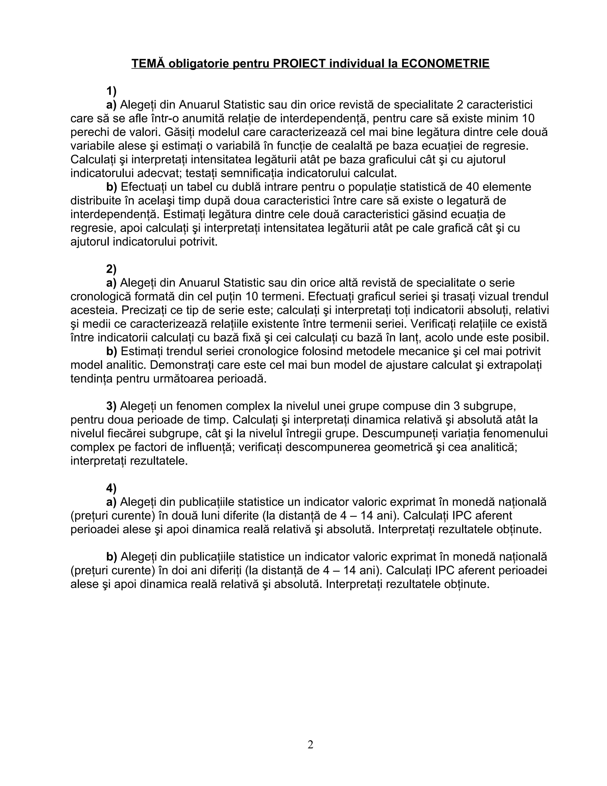 Proiect econometrie | DOC