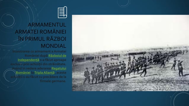 ARMAMENTUL FOLOSIT IN PRIMUL RAZBOI MONDIAL | PPT