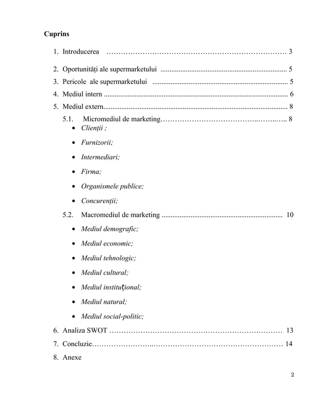 Proiect la mk.tema mediul de marketing | DOC