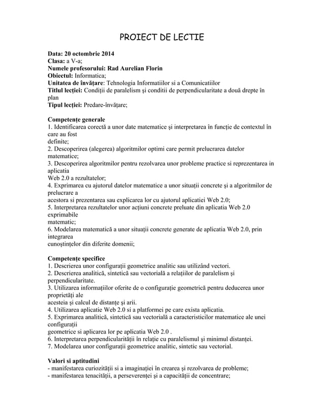 Proiect lectie | PDF