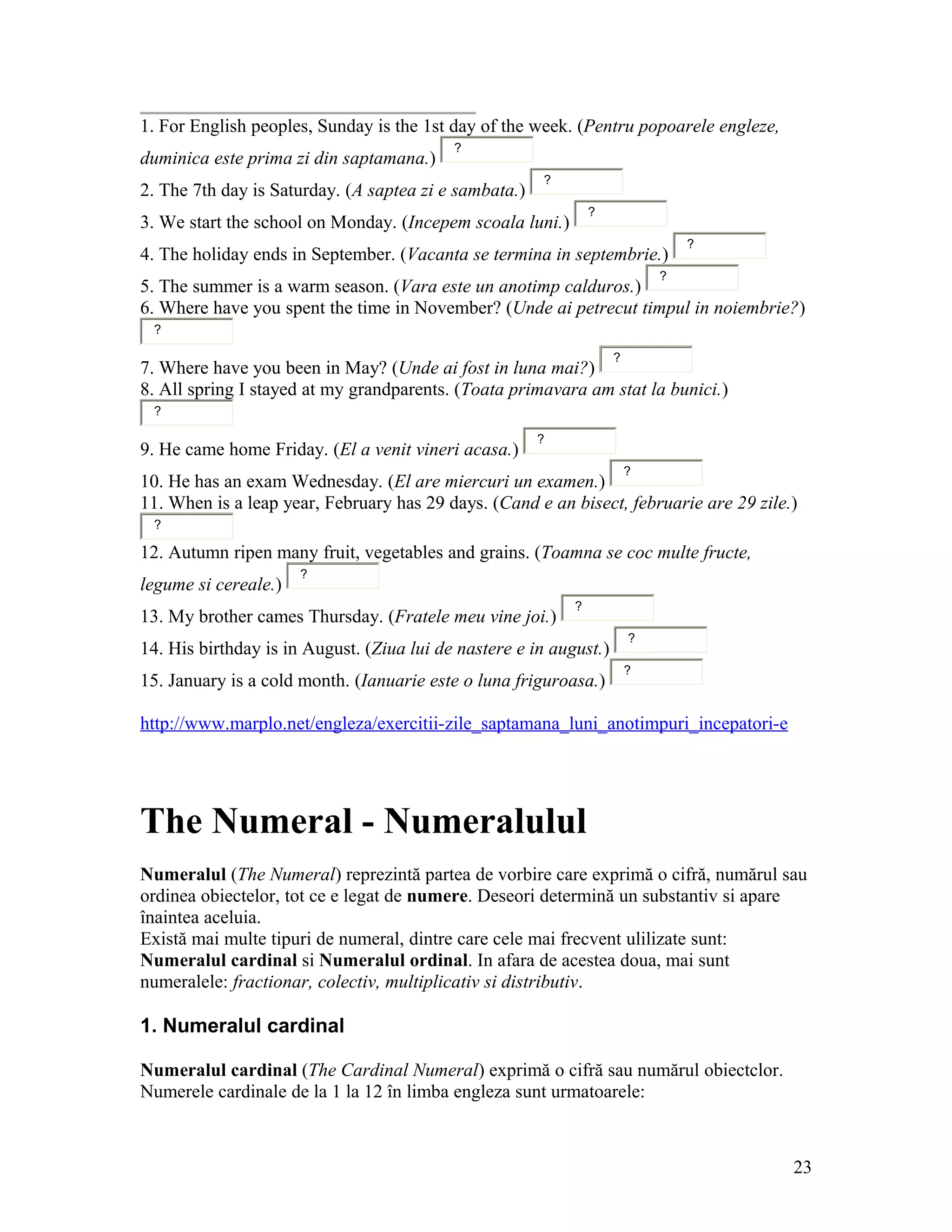 Gramatica limbii engleze, inclusiv exercitii | DOC