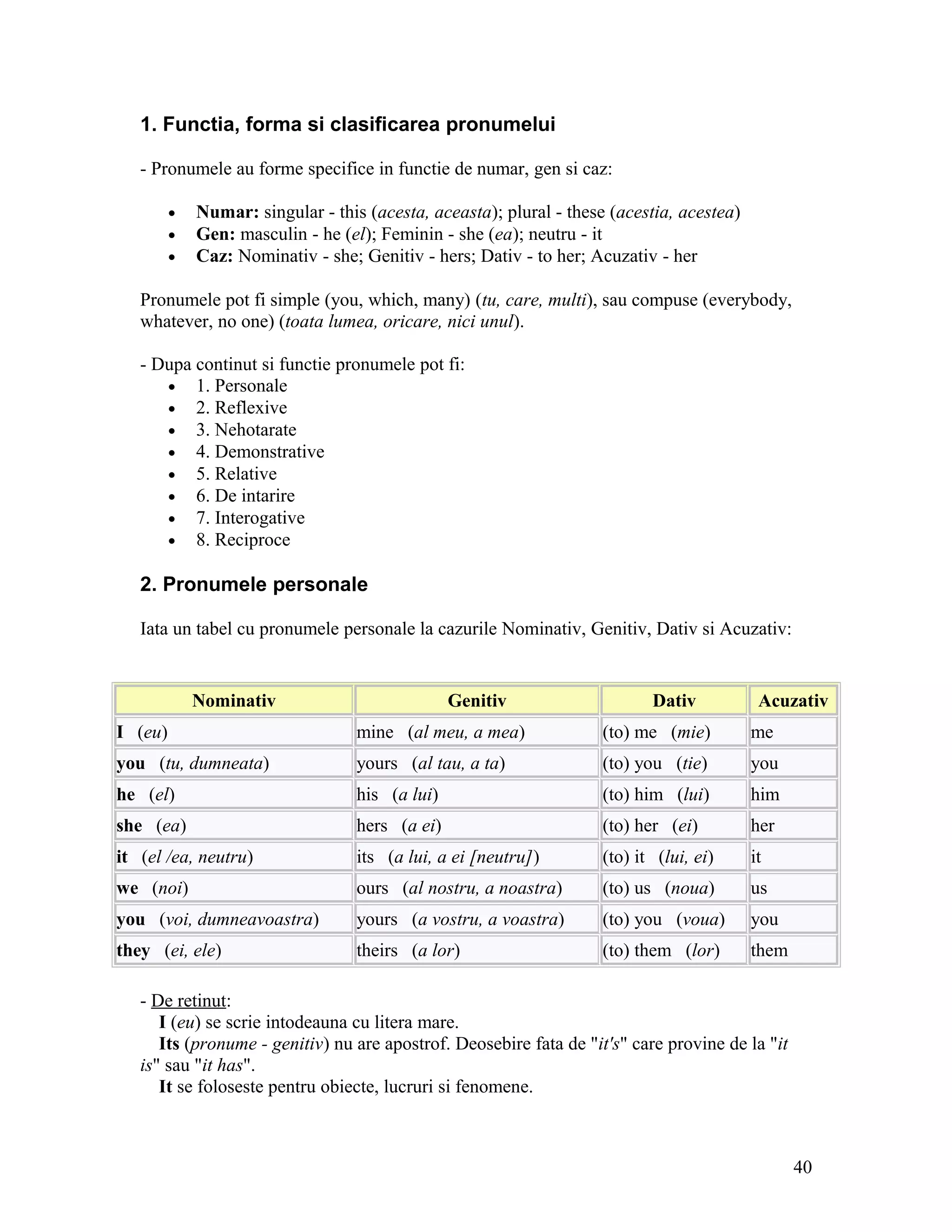 Gramatica limbii engleze, inclusiv exercitii | DOC