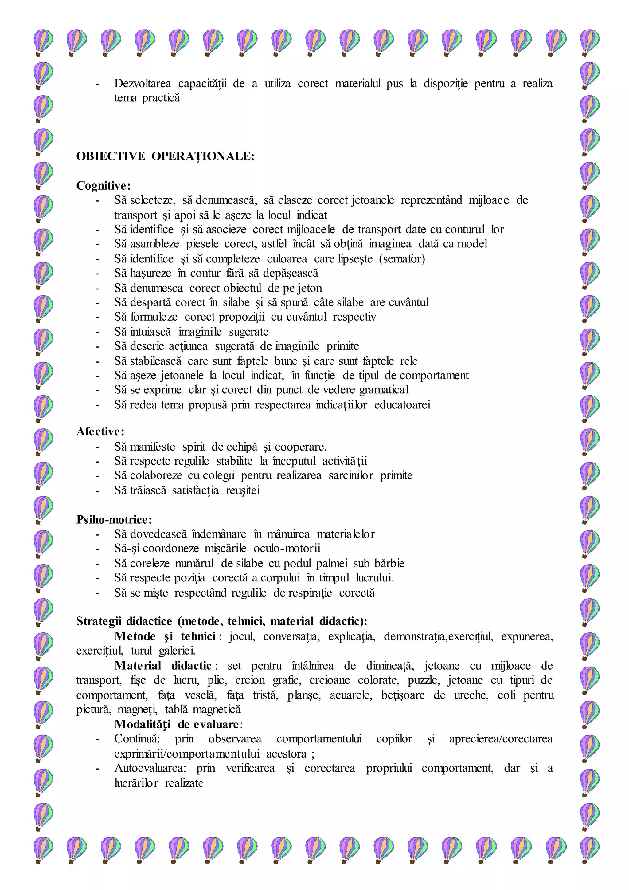 Proiect mijloace de transport cu chenar | DOCX