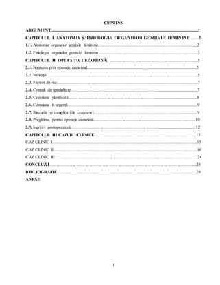 PROIECT OPERAȚIA CEZARIANĂ CU CUPRINS CORECTAT 1.doc