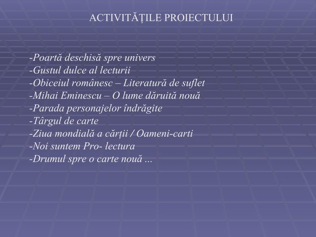 Proiect pro lectura | PPT