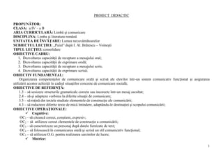 Proiect romana puiul | DOC