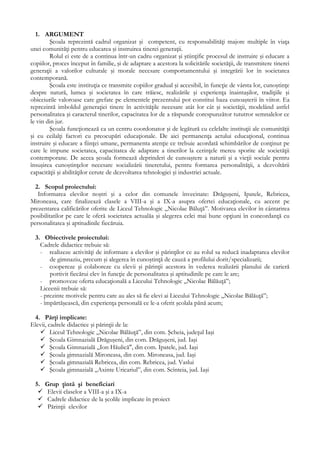 Proiect Școala mea pentru viitor | PDF