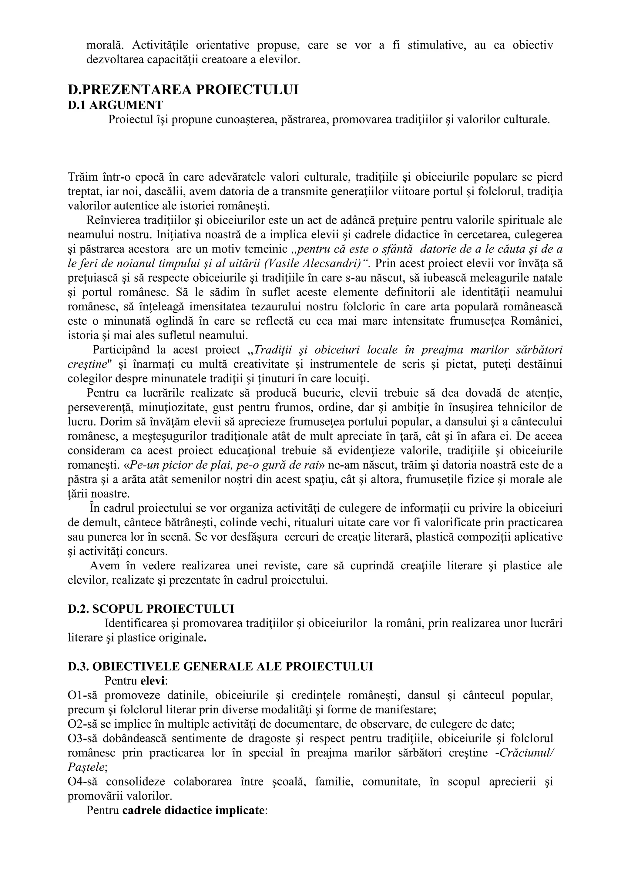 Proiect_TRADITII SI OBICEIURI LOCALE 2023_ raport narativ_IULIANA.doc