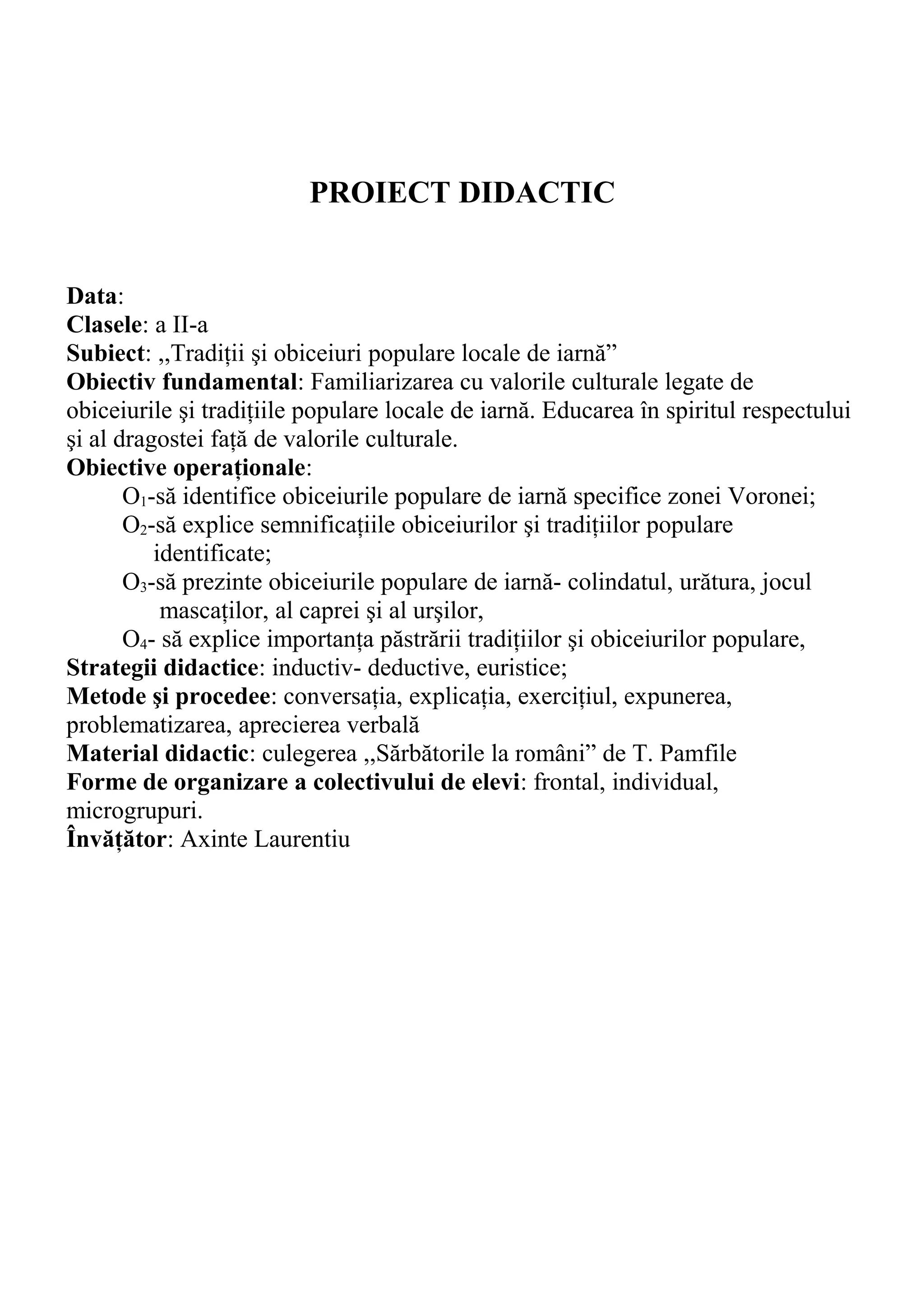 Proiecttraditiisiobiceiuripopularedeiarna | DOC