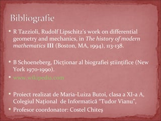Rudolf Otto Sigismund Lipschitz | PPT