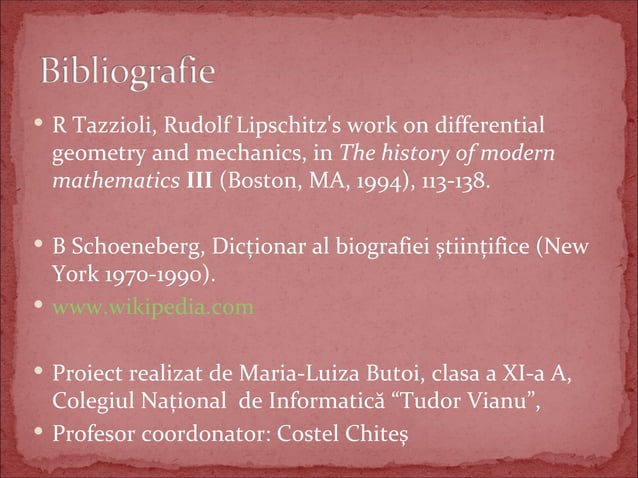 Rudolf Otto Sigismund Lipschitz | PPT