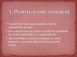 Rudolf Otto Sigismund Lipschitz | PPT