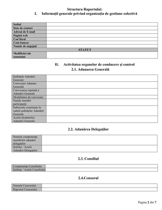 Proiectul modelului de raport anual de transparență ANPFI | PDF
