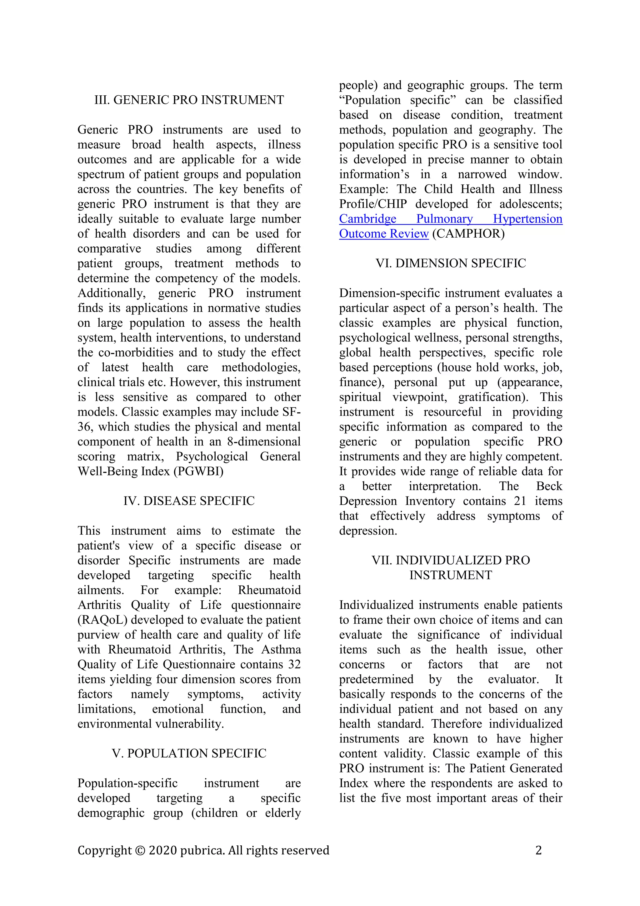 Pro instrument and its types - pubrica | PDF