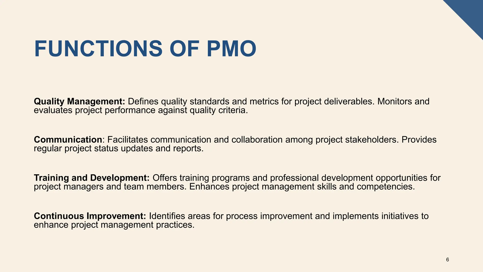Different types and functions of a PMOs. | PPT
