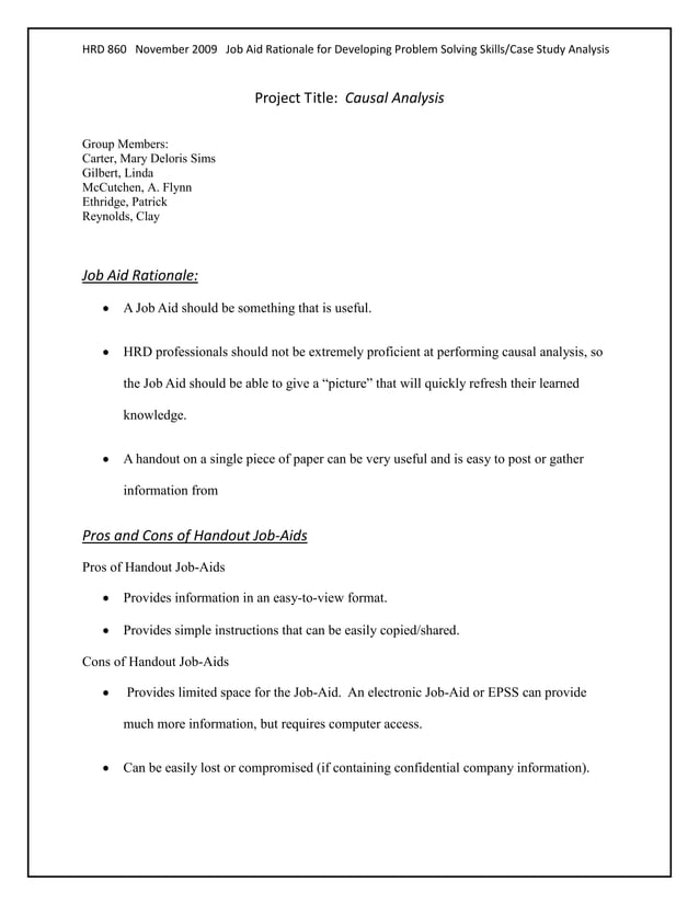 Proj A Job Aid Rationale | DOCX