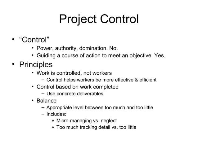 Project Control - Software Project Management | PPT