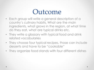 Project Based Learning: Food Market Project | PPTX