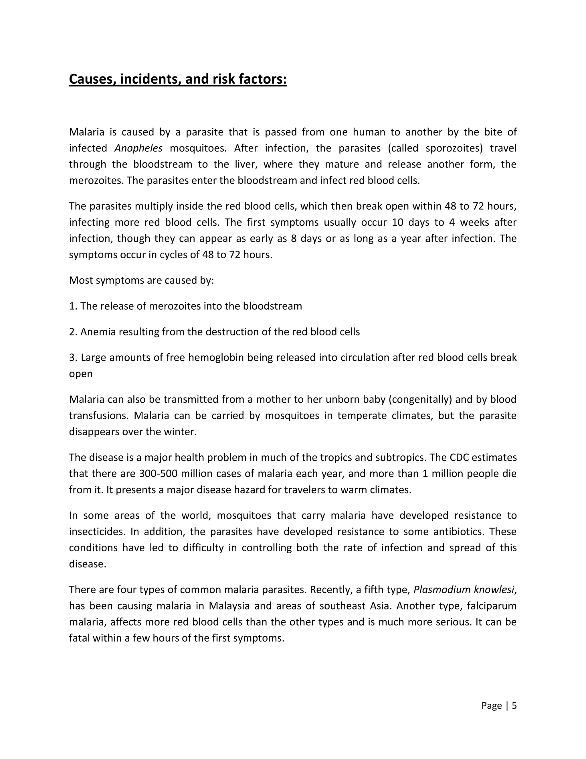 Project Paper on Malaria | DOCX