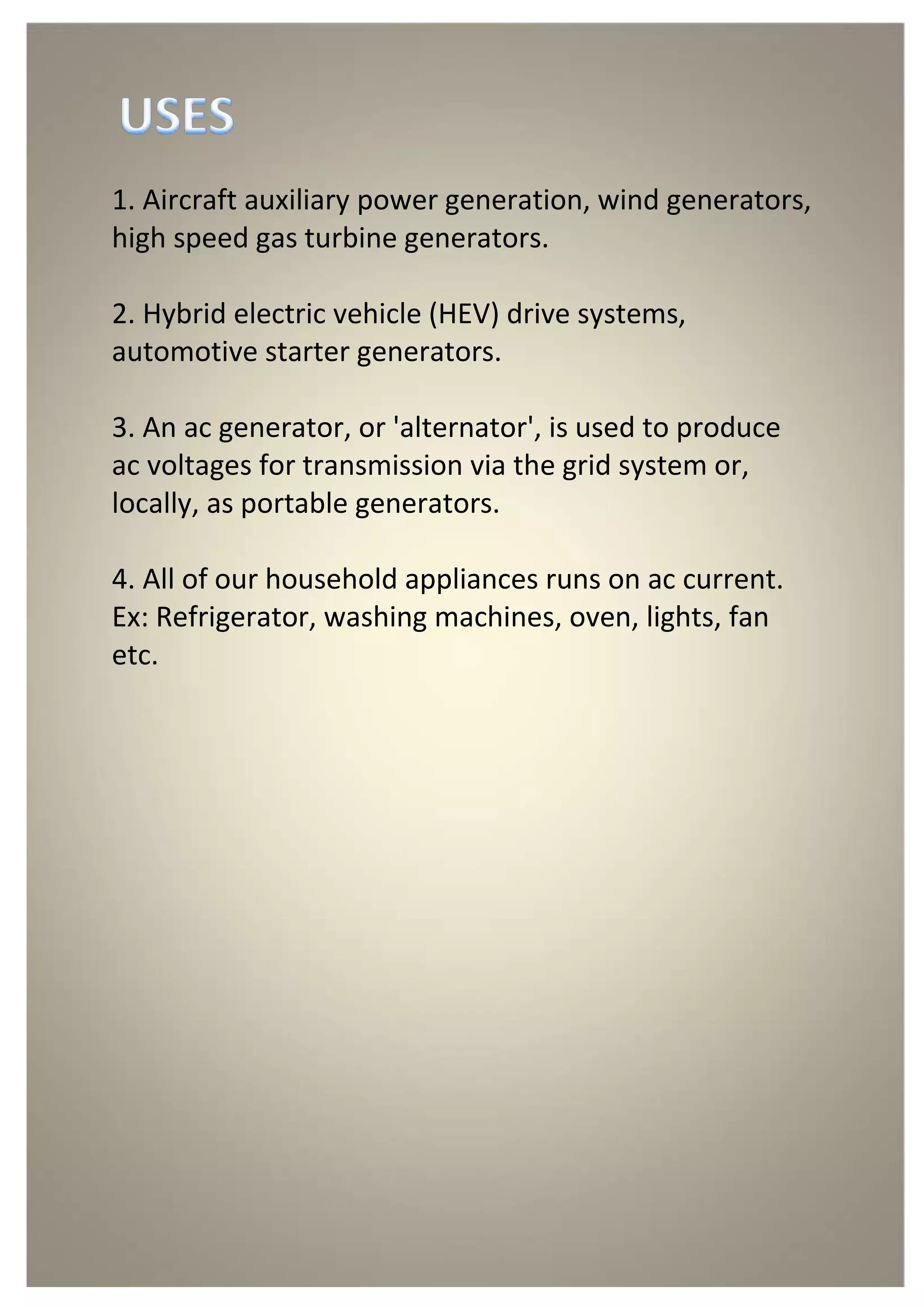 12th CBSE Physics Project AC Generator | DOCX