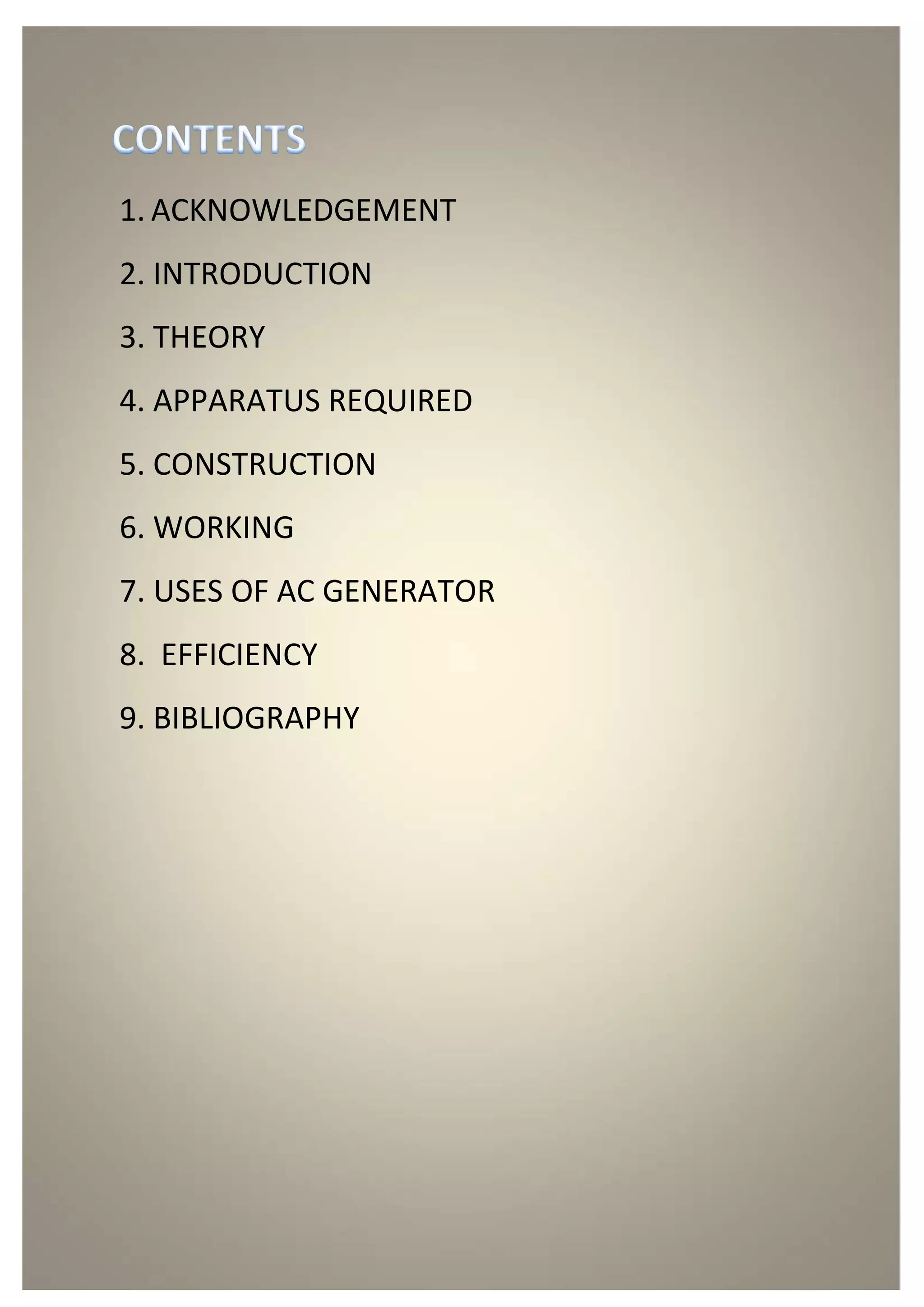 12th CBSE Physics Project AC Generator | DOCX