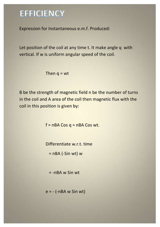 12th CBSE Physics Project AC Generator | DOCX