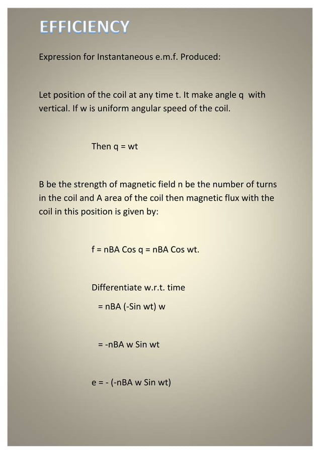 12th CBSE Physics Project AC Generator | DOCX