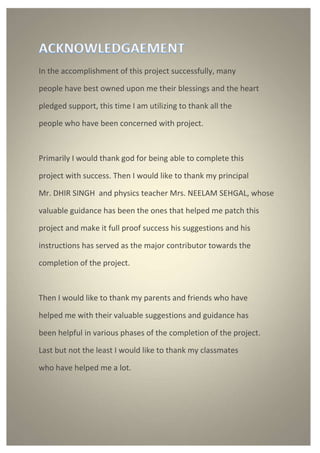 12th CBSE Physics Project AC Generator | DOCX