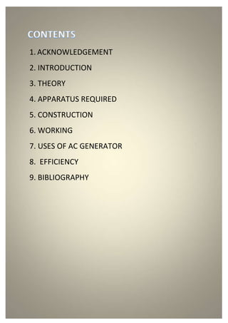 12th CBSE Physics Project AC Generator | DOCX