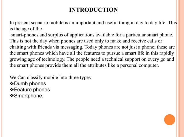 SMART PHONE PROJECT | PPTX | Operating Systems | Computer Software and ...
