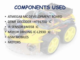 GSM controlled robot with obstacle avoidance using IR sensors | PPTX | Digital Audio | Computer ...