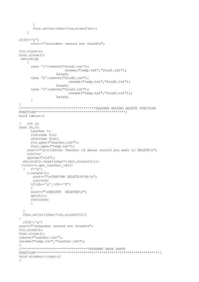 Student teacher database management | TXT