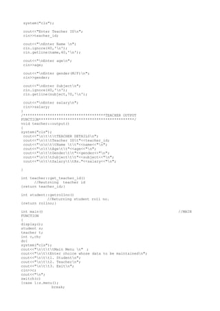 Student teacher database management | TXT