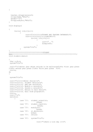 Student teacher database management | TXT