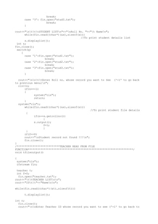 Student teacher database management | TXT