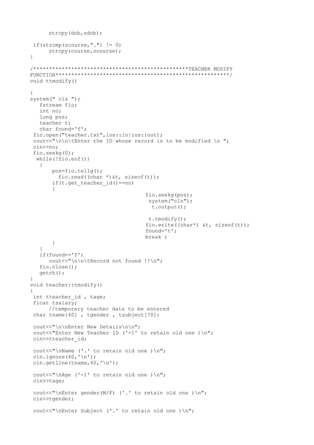 Student teacher database management | TXT